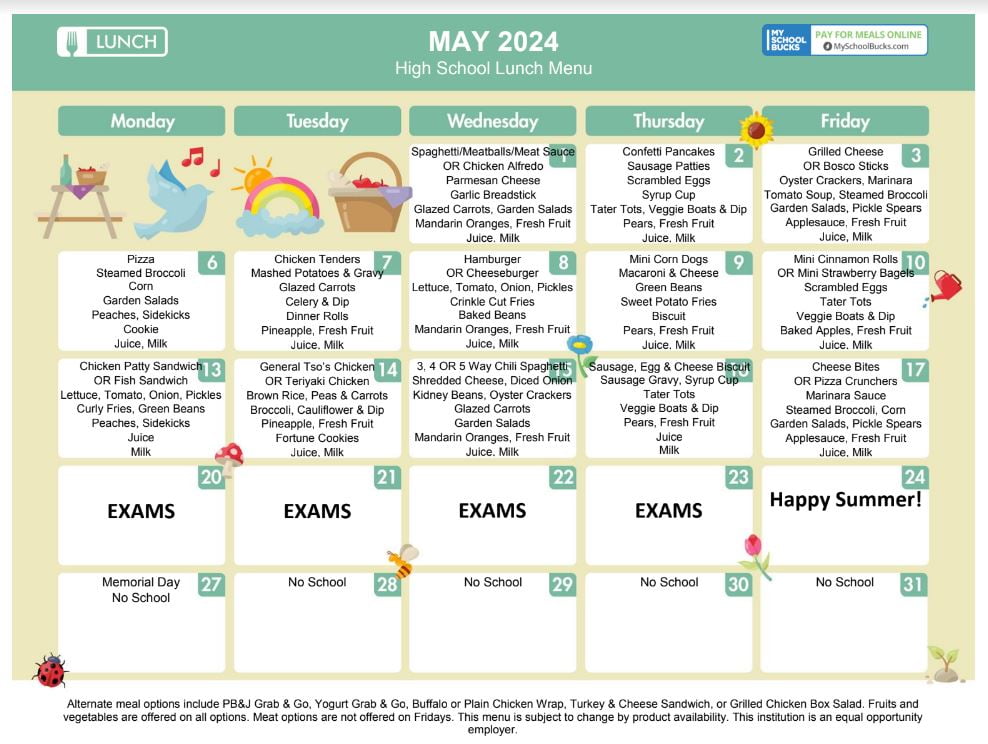 Lunch May 2024 | St. Henry District High School